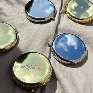 Hand Engraved Pocket Mirror, Compact Mirror, Bridesmaid Gift, Bridal ...