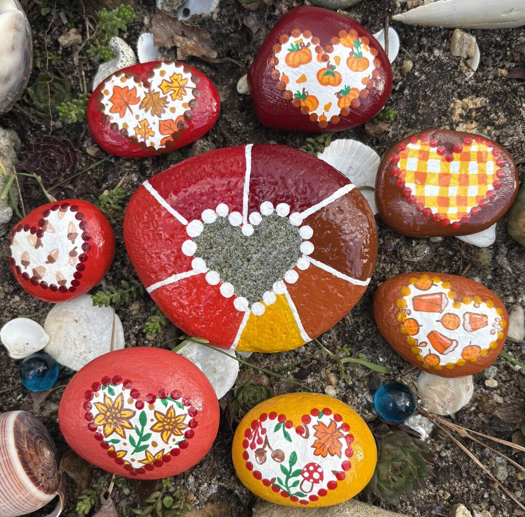 Fall Theme Painted Rock Set - Etsy