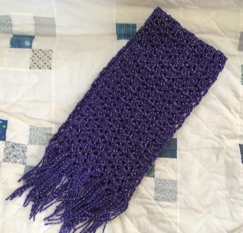Handmade Purple Crochet Scarf - Etsy