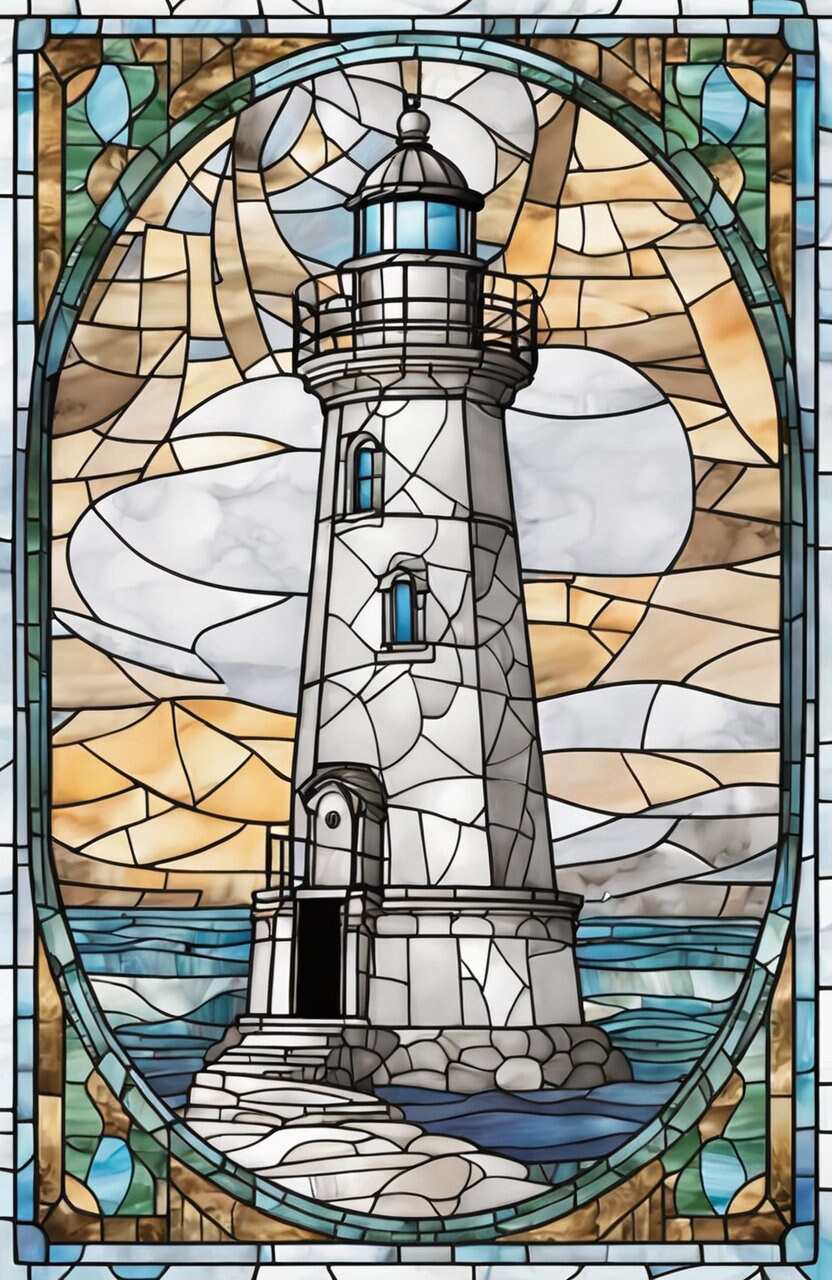 34 Lighthouse Stained Glass Vector Graphics for Pattern Creation - Etsy