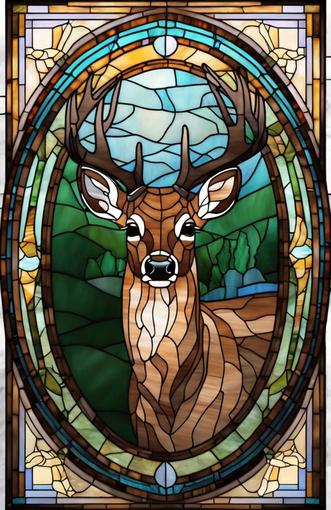 51 Whitetail Deer Stained Glass And Mosaic Style Graphics For Pattern Creation Png Etsy