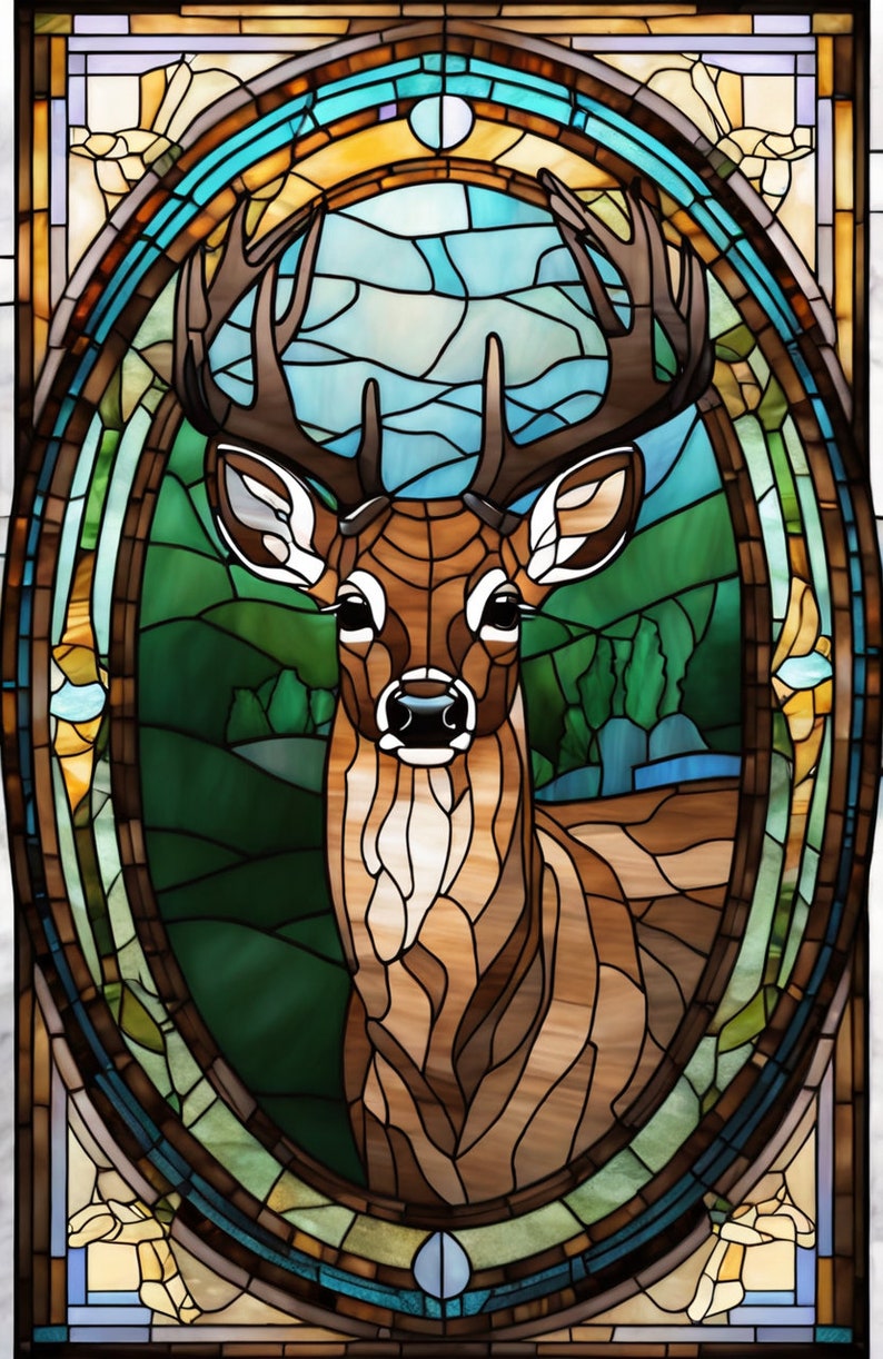 51 Whitetail Deer -stained Glass and Mosaic Style Graphics for Pattern ...