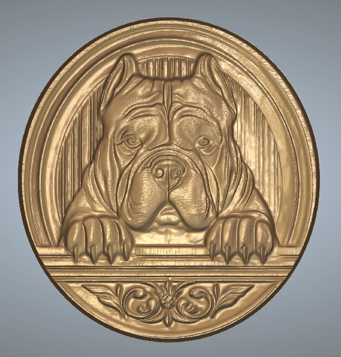 3D CNC STL Model American Bully in a Frame and Bas Relief for a Wood ...