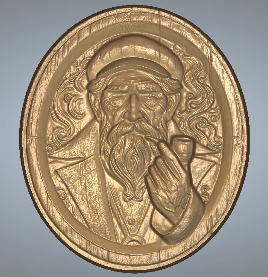 3D CNC STL Model Old Man Smoking a Pipe for a Wood Carving Router - Etsy