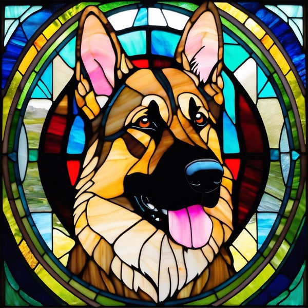 Stained Glass Patterns German Shepherd - Etsy