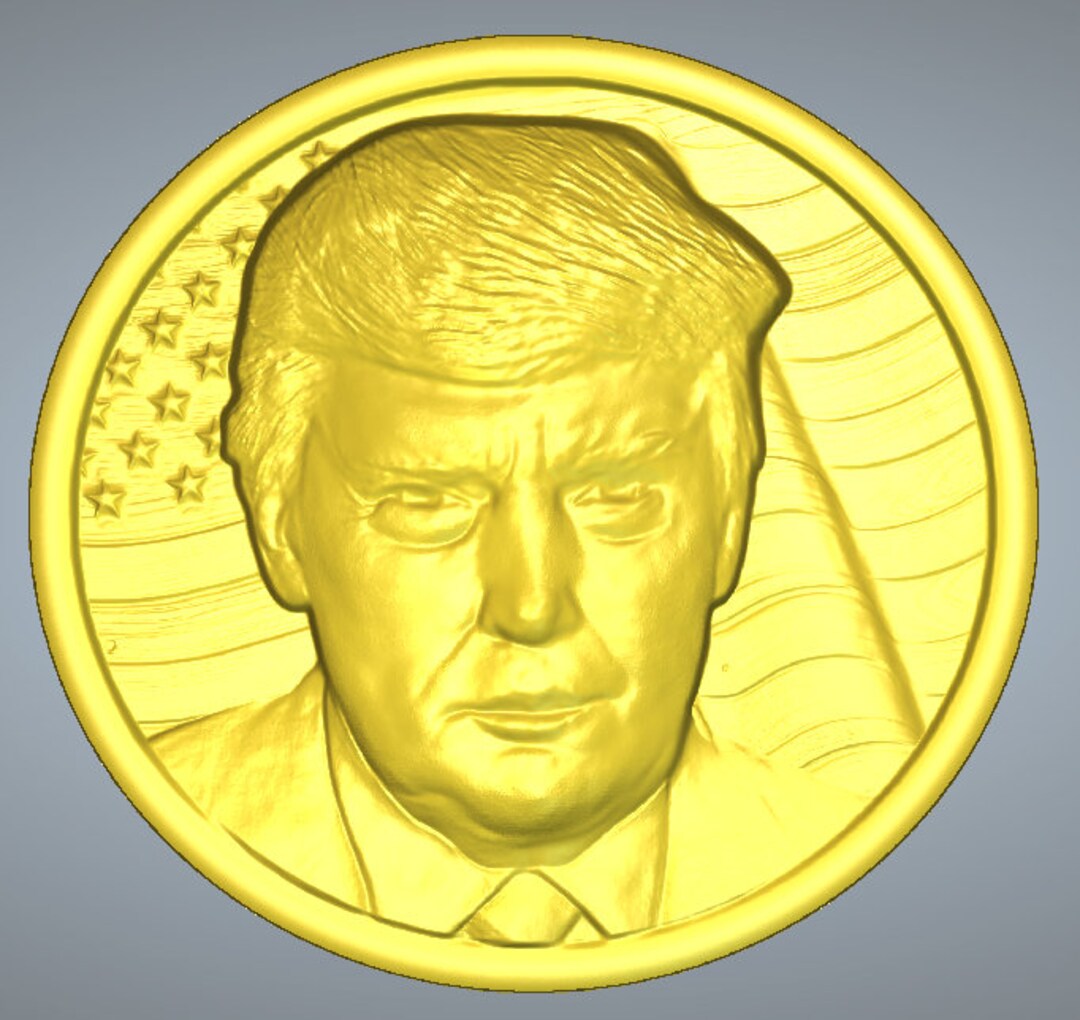 3D CNC STL Model - Donald Trump With Wavy American Flag in a Frame Bas ...