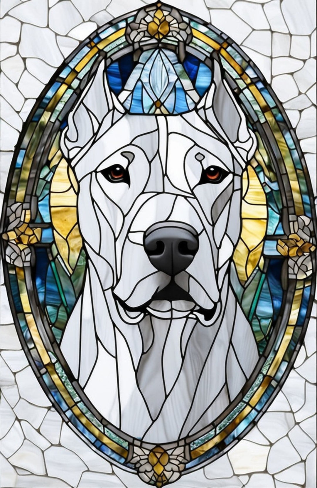 49 Dogo Argentino Stained Glass Mosaic Style Dog Pattern - Etsy