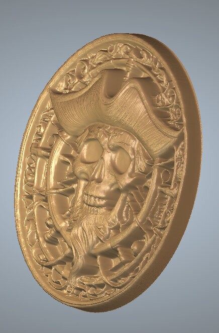 3D CNC STL Model Pirate Skull Skeleton for a Wood Carving Router ...