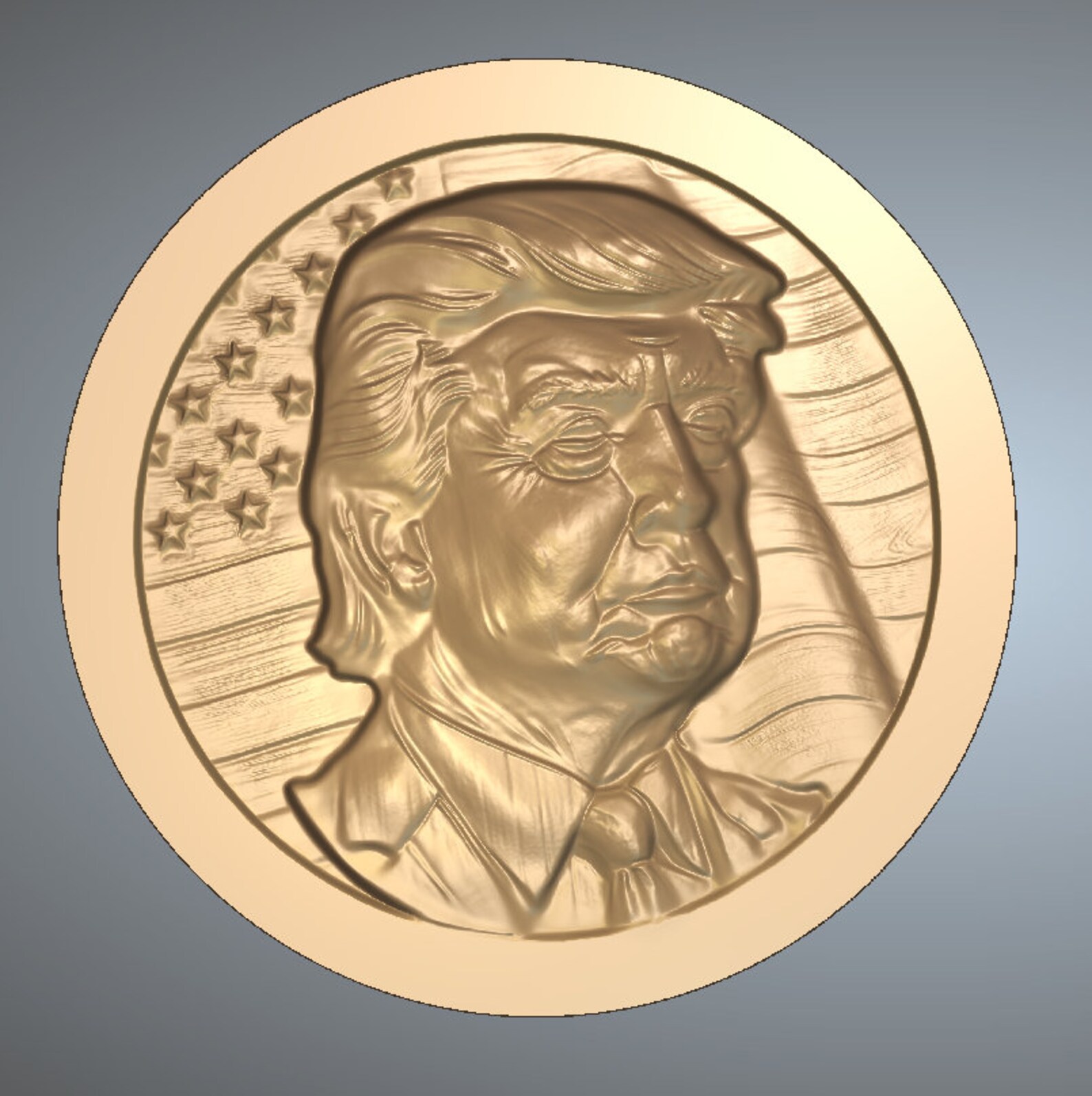 3D CNC STL Model President Donald Trump Wavy Flag Stars for a Wood ...