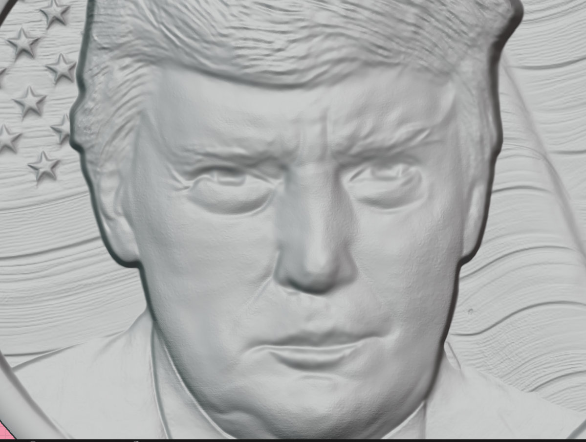 3D CNC STL Model - Donald Trump With Wavy American Flag in a Frame Bas ...