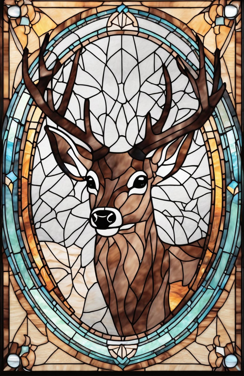51 Whitetail Deer -stained Glass and Mosaic Style Graphics for Pattern ...
