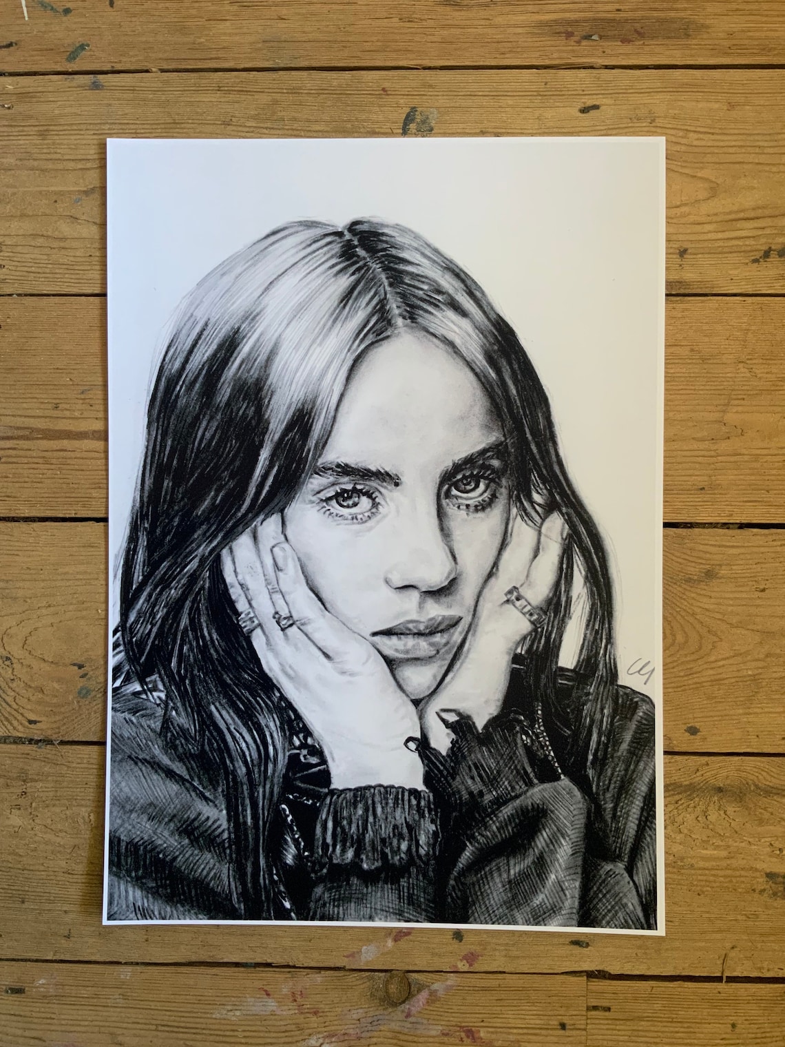 Billie Eilish Pencil and Charcoal Drawing print - Etsy