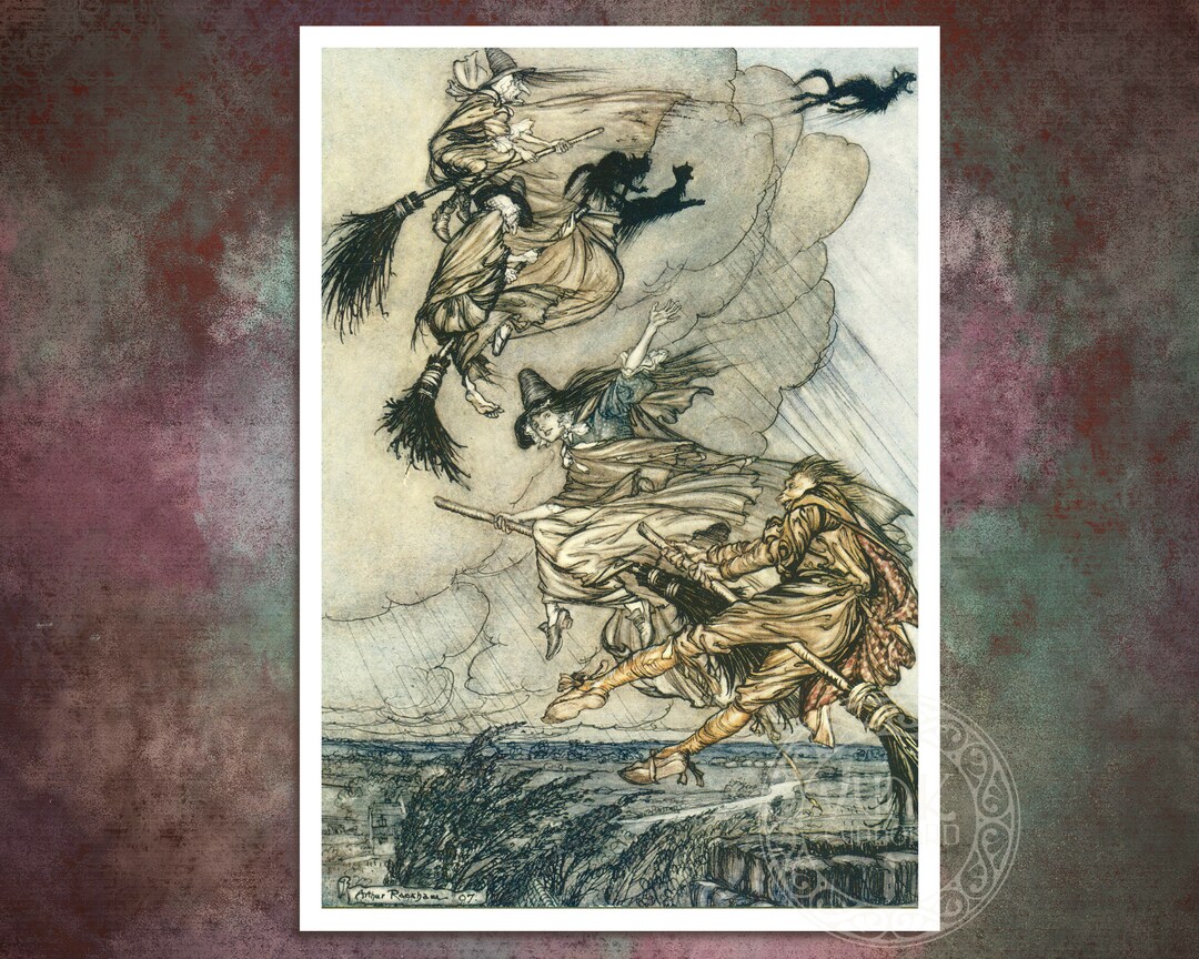 Vintage Book Illustration witches and Cats Arthur Rackham c.1907 From ...