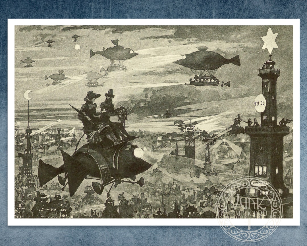 Vintage Book Illustration paris by Night c.1883 by Albert Robida ...