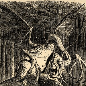 Vintage Book Illustration "jabberwocky" by John Tenniel (c.1871) Lewis ...