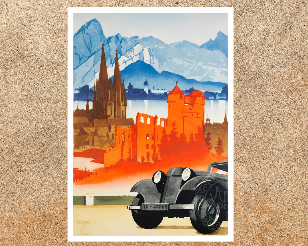 Vintage Advertising Poster "motoring in Germany" Ludwig Hohlwein (c ...
