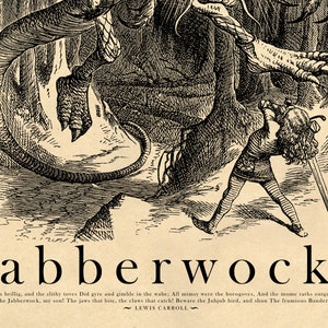 Vintage Book Illustration "jabberwocky" by John Tenniel (c.1871) Lewis ...