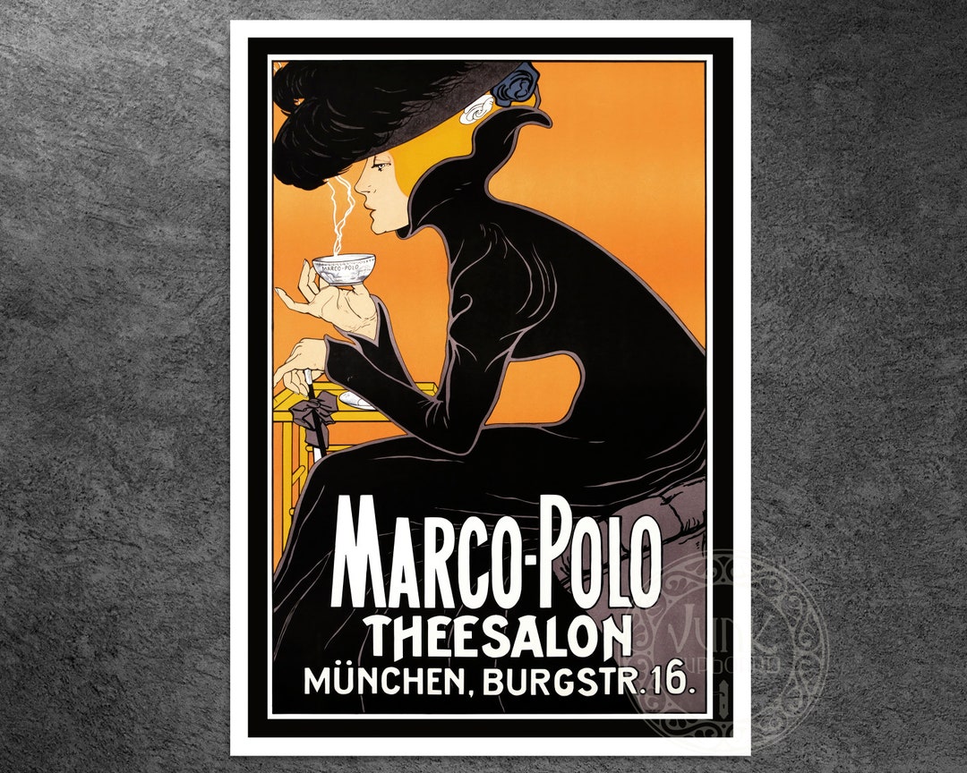 Vintage Advertising Poster "marco Polo Theesalon" (c.1905) Art Nouveau ...
