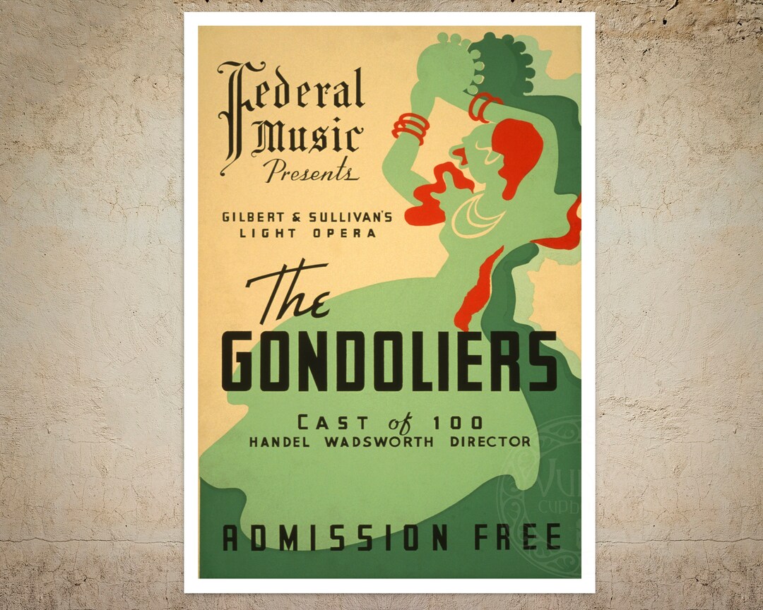 Vintage Opera Poster "the Gondoliers" (c.1936) Gilbert & Sullivan ...