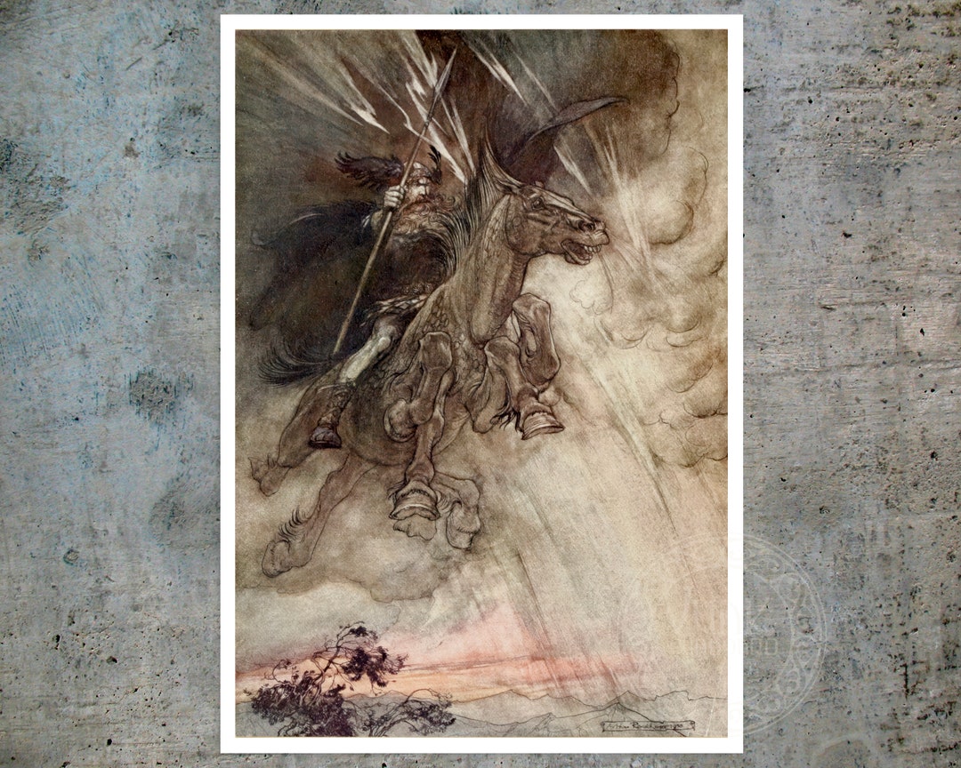 Vintage Book Illustration "odin & Sleipnir" (c.1911) by Arthur Rackham ...