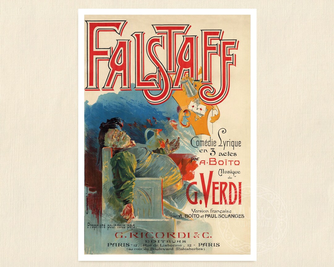 Vintage Advertising Poster for Verdi's Opera "falstaff" (c.1894) by ...