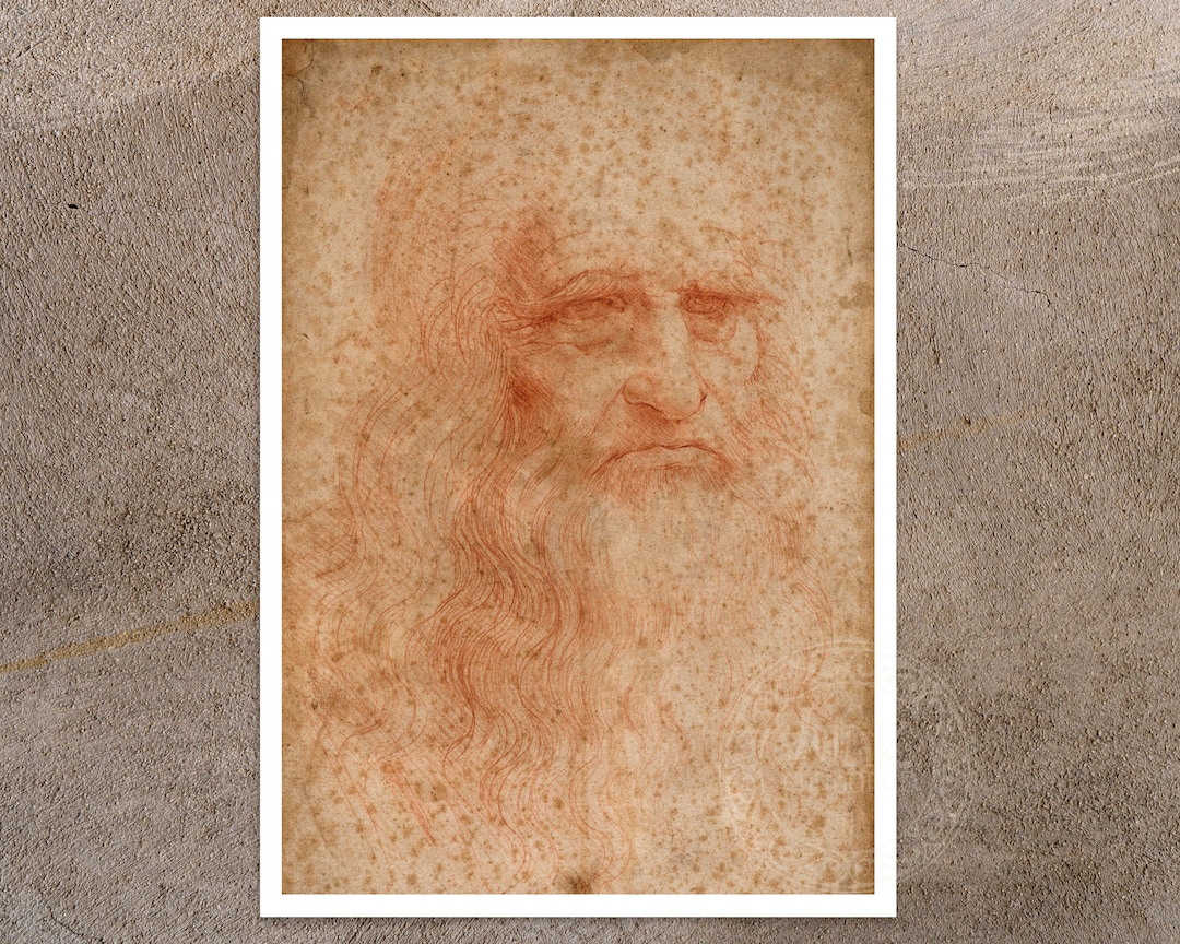 Leonardo Da Vinci “portrait of a Man in Red Chalk / Self Portrait” (c ...