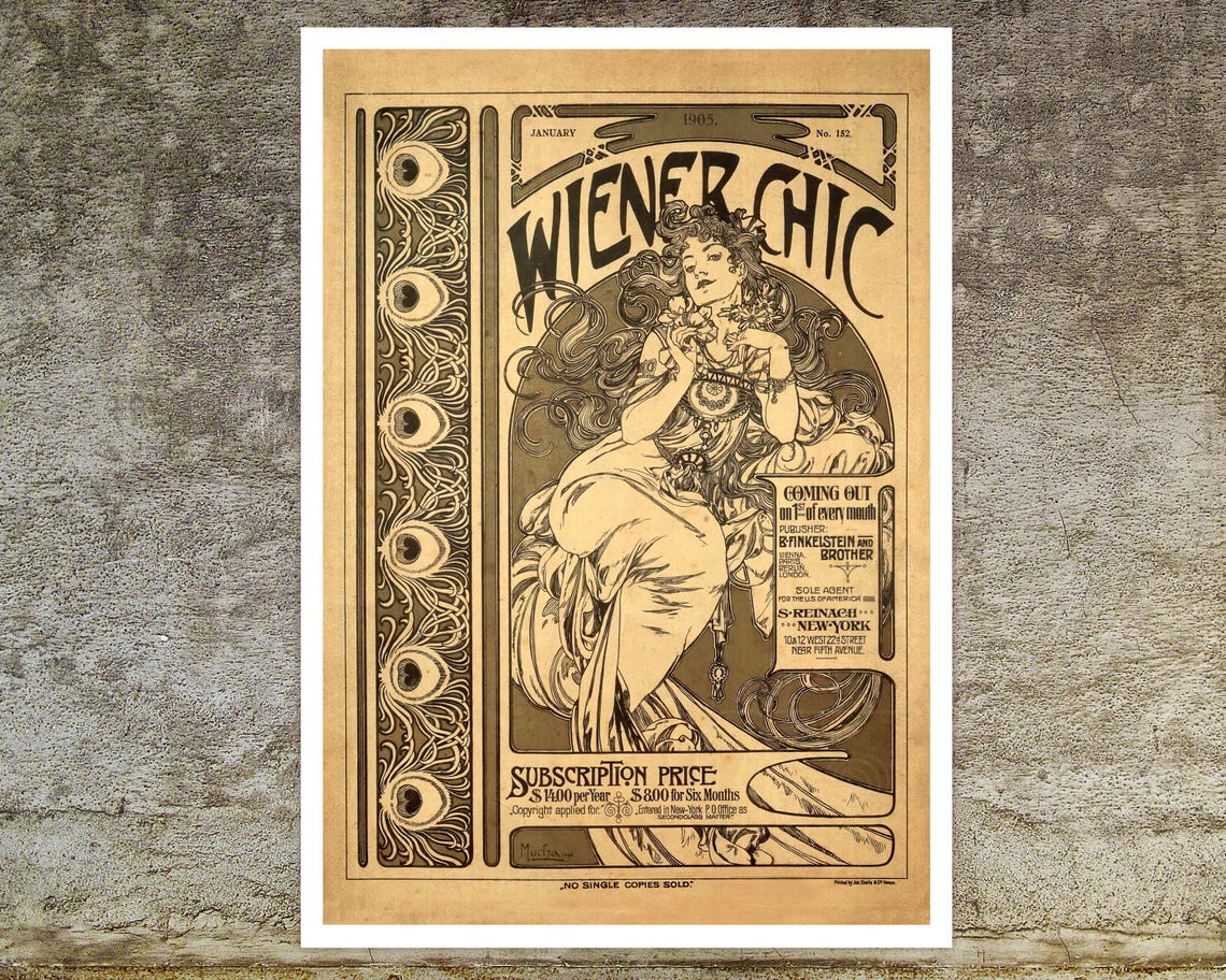 Alphonse Mucha "weiner Chic" (c.1905) Advertising Poster - Art Nouveau ...