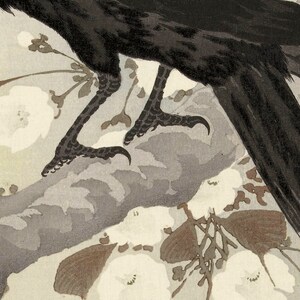 Ohara Koson crow at Full Moon c.1920 Vintage Japanese Woodblock Premium ...