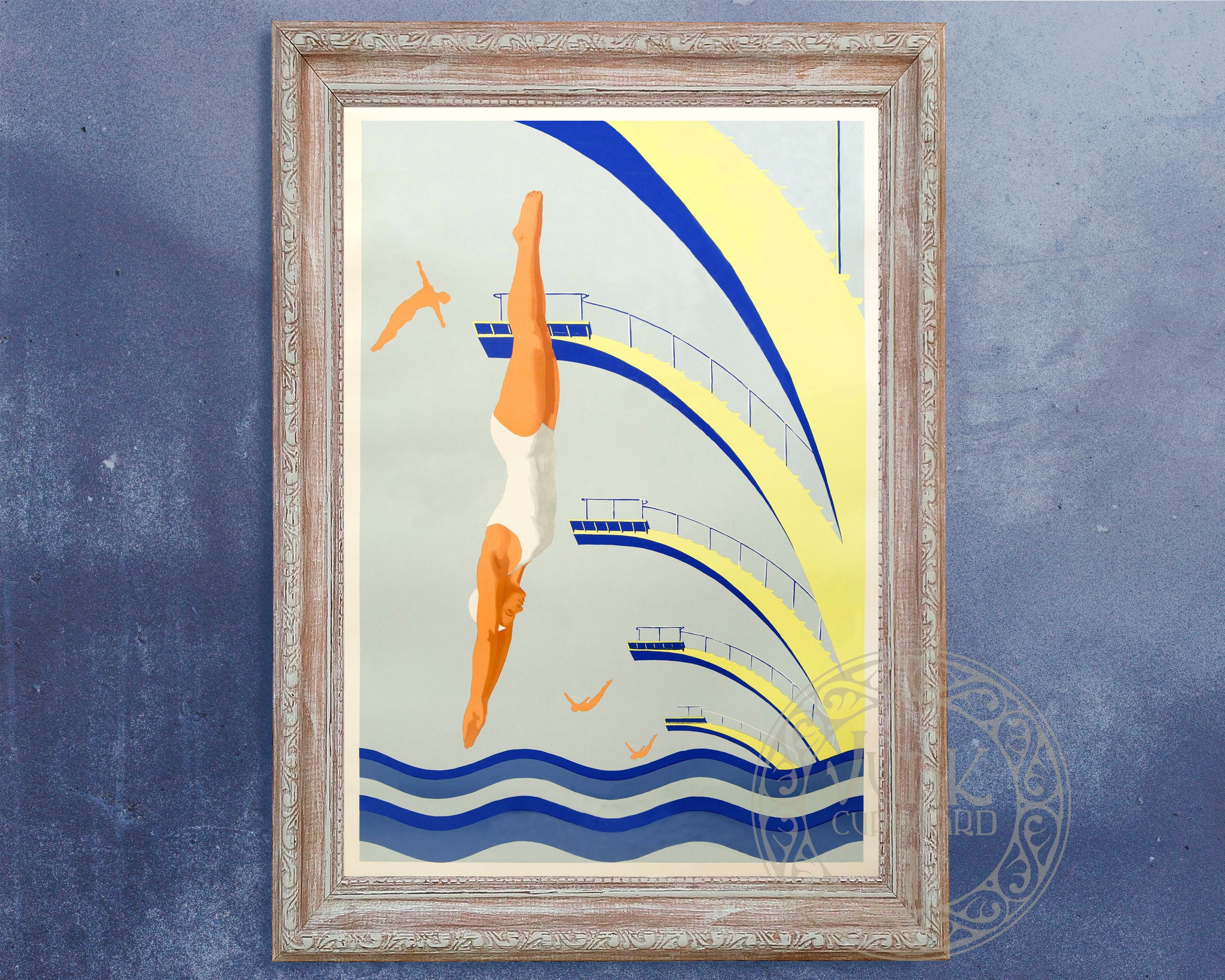 Vintage Art Deco Poster diving Girl Reproduction | Etsy UK