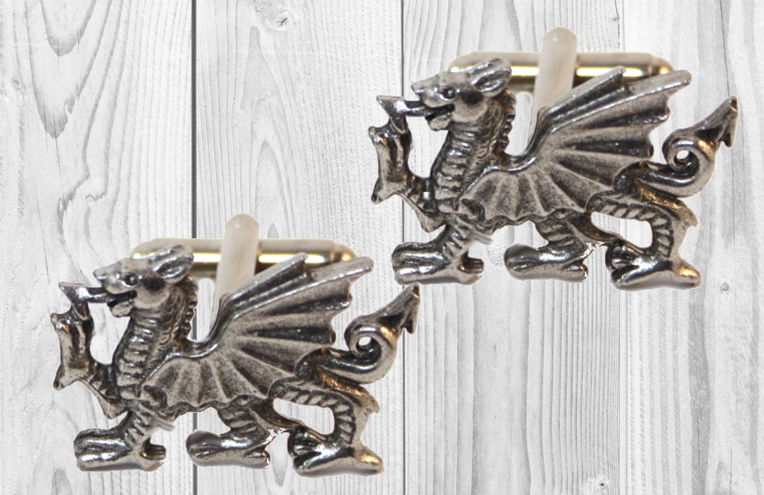 Cymru Welsh Dragon Cufflinks Y Ddraig Goch Pewter Cufflinks Silver ...