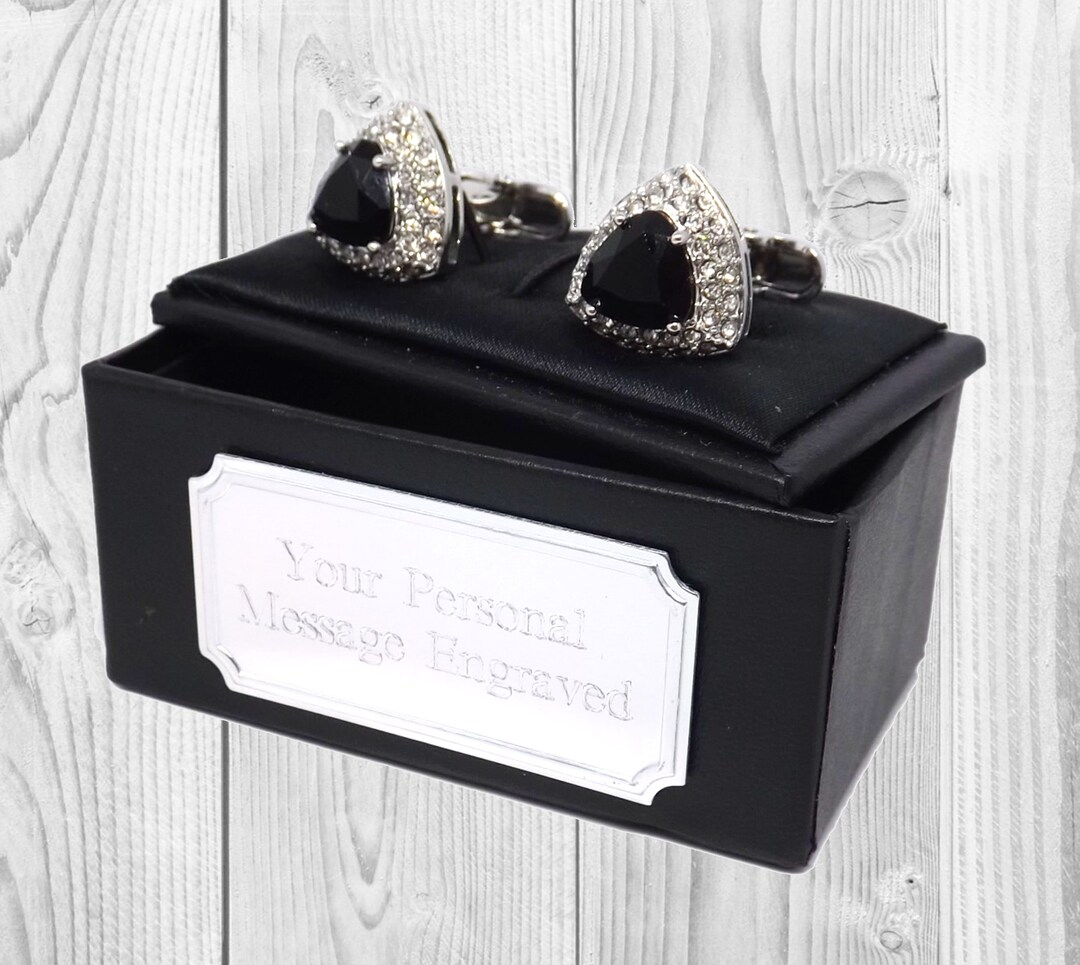 Black Crystal Cufflinks Triangle Swarovski Crystals Mens Gift by ...