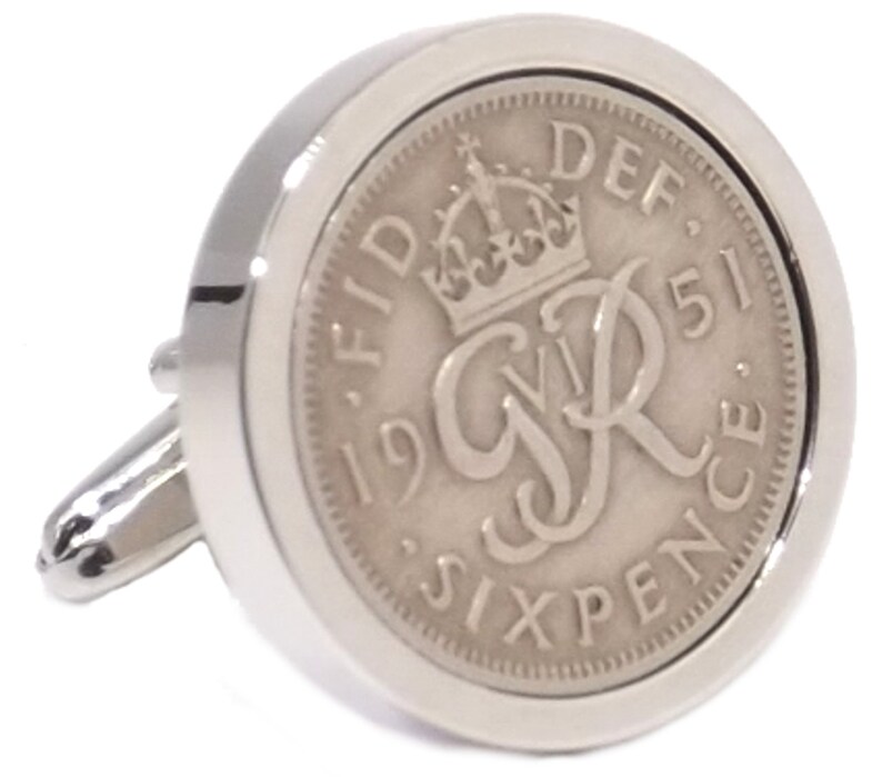 Unusual Lucky Sixpence Silver Coin Mens Birthday Gift Year Cufflinks ...