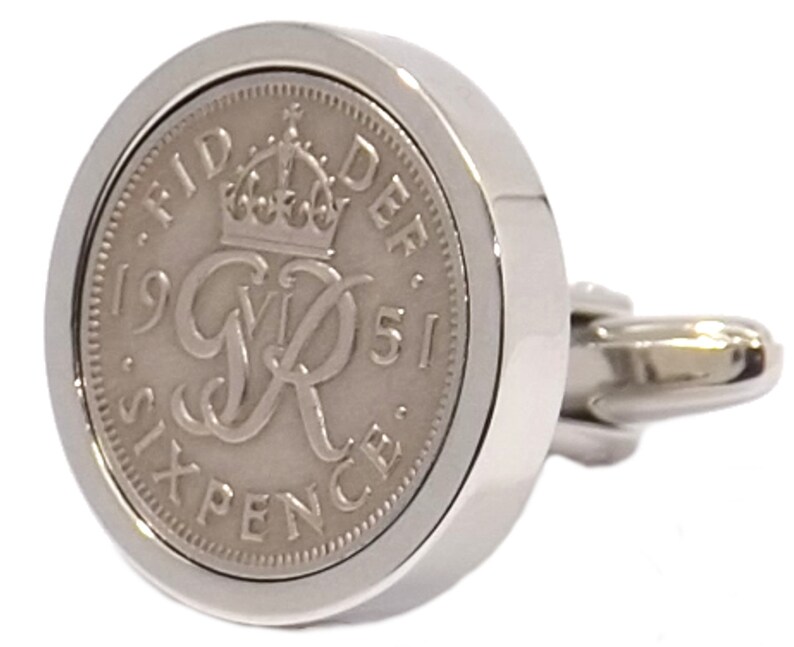 Unusual Lucky Sixpence Silver Coin Mens Birthday Gift Year Cufflinks ...