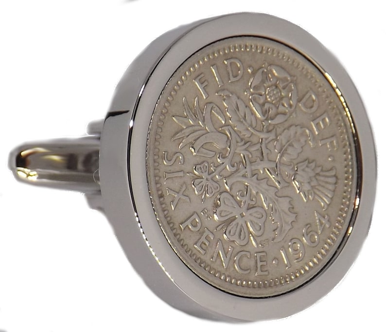 Unusual Lucky Sixpence Silver Coin Mens Birthday Gift Year Cufflinks ...