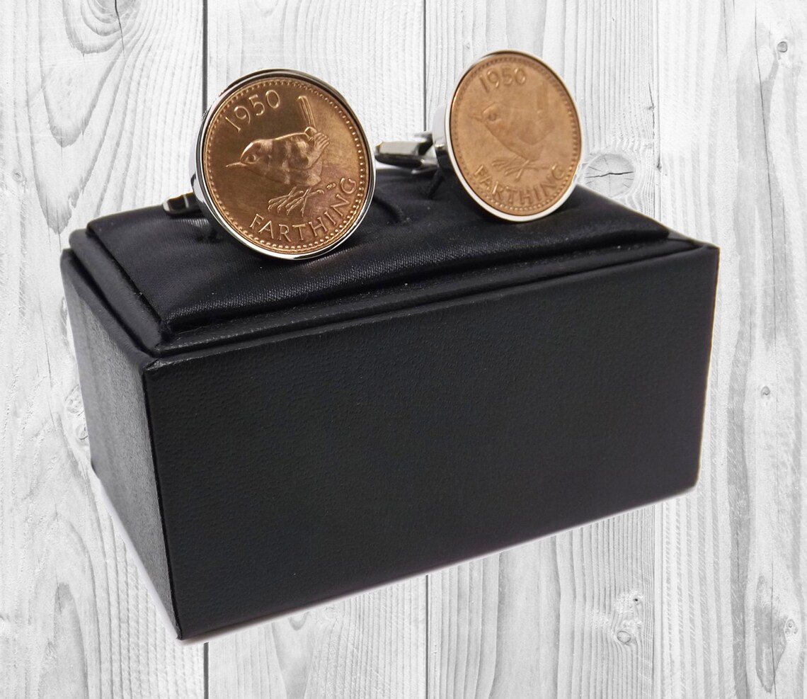 1950 Farthing Coins Set in a Silver Setting Mens 69 Years Gift - Etsy