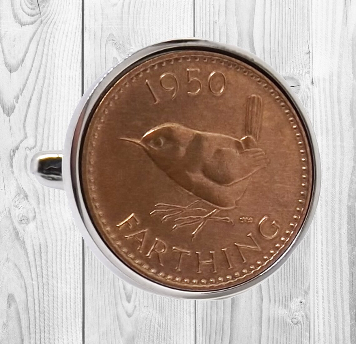 1950 Farthing Coins Set in a Silver Setting Mens 69 Years Gift | Etsy