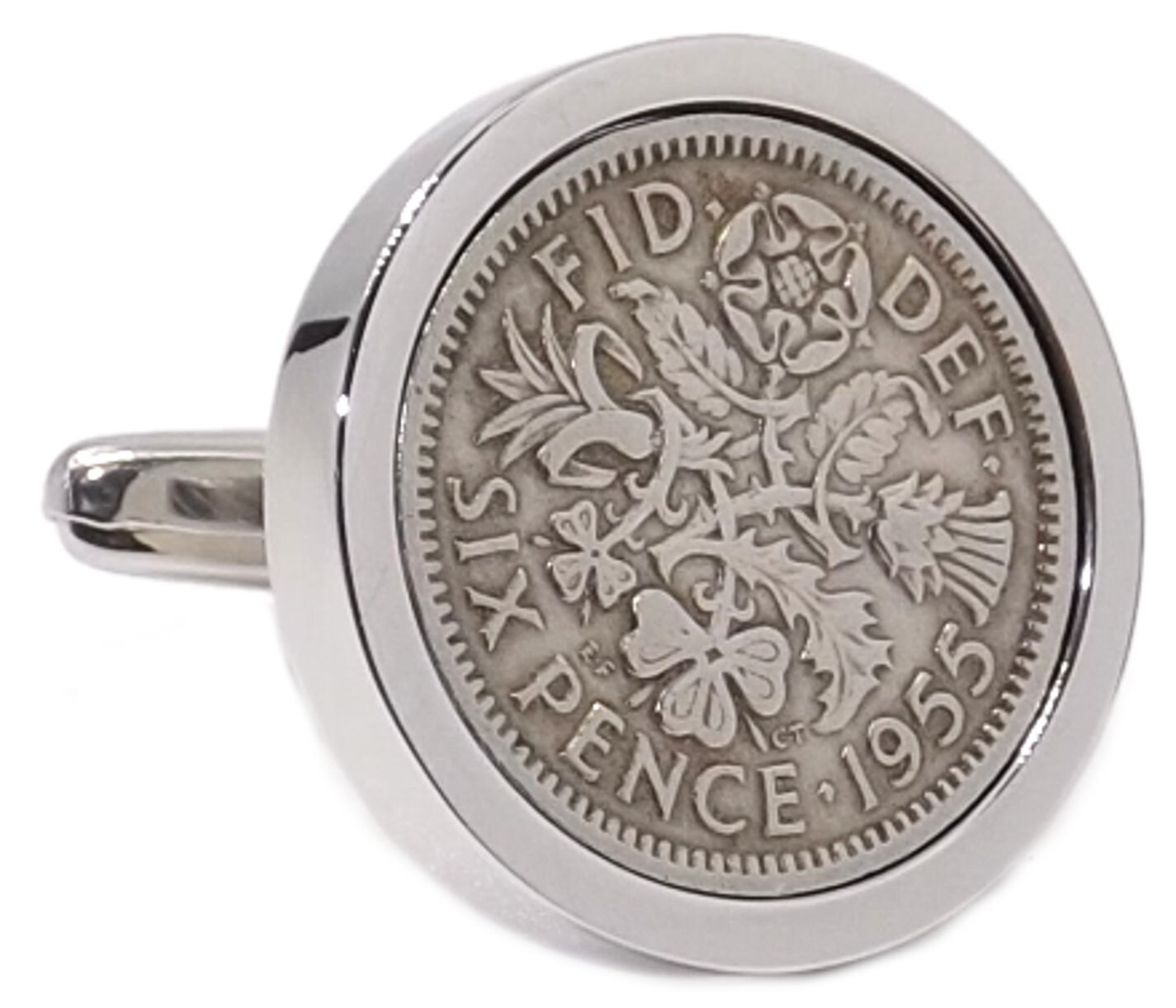 Unusual Lucky Sixpence Silver Coin Mens Birthday Gift Year Cufflinks ...