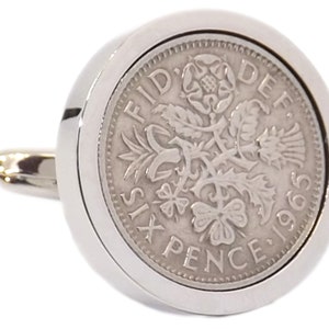 Unusual Lucky Sixpence Silver Coin Mens Birthday Gift Year Cufflinks ...