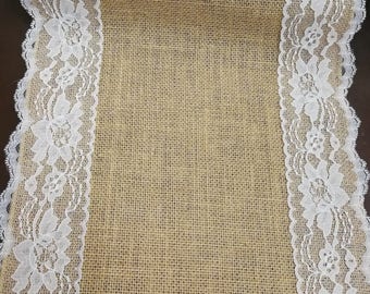 Burlap Lace Runner - Etsy