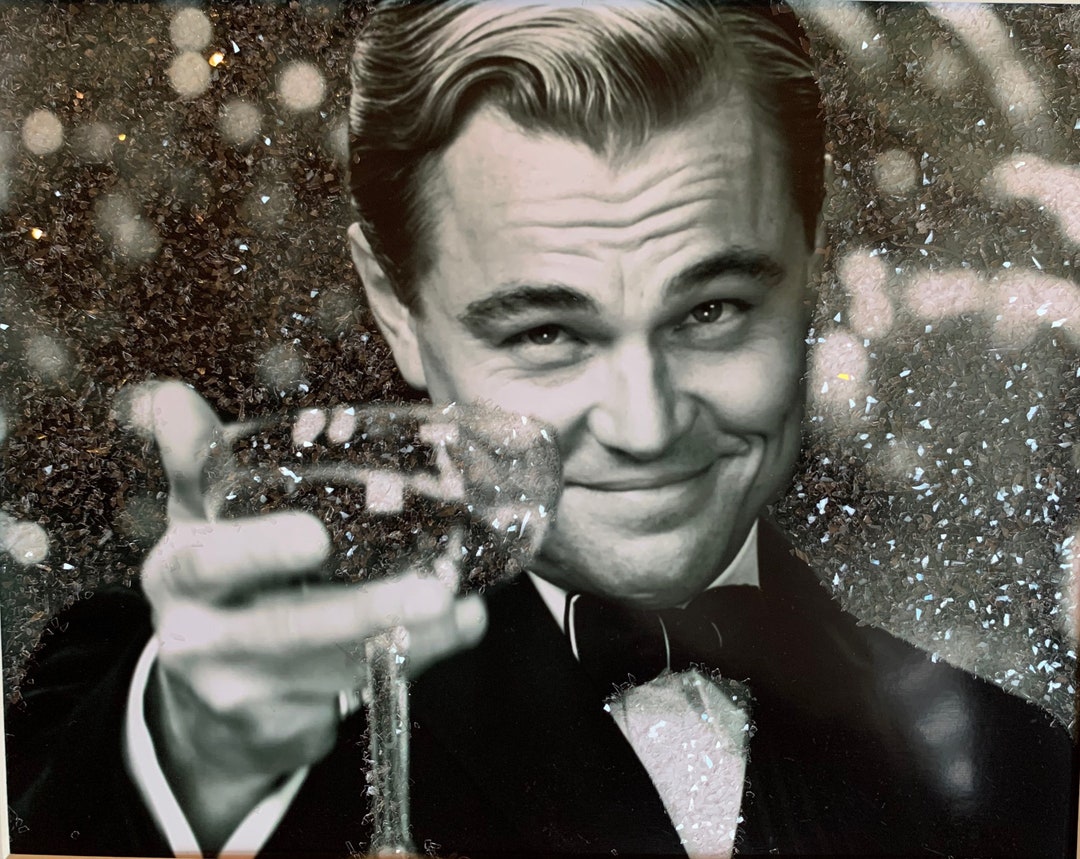 Great Gatsby Leonardo Dicaprio Diamond Dust Cheers Champagne Framed ...