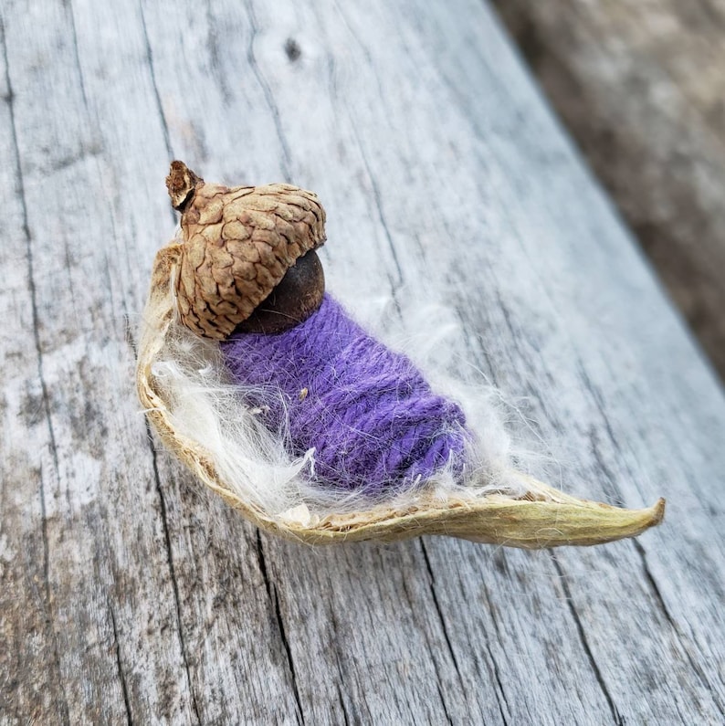 Sleeping Baby in Milkweed Pod Cradle. Christmas Ornament. Christmas ...
