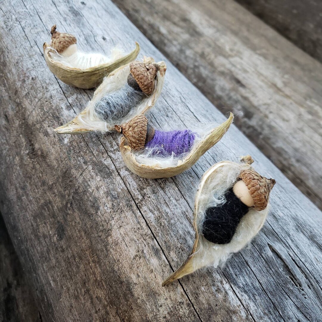 Sleeping Baby in Milkweed Pod Cradle. Christmas Ornament. Christmas ...