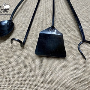 BBQ Flipper Spatula Fork and Spoon Hand Forged 4 Piece - Etsy