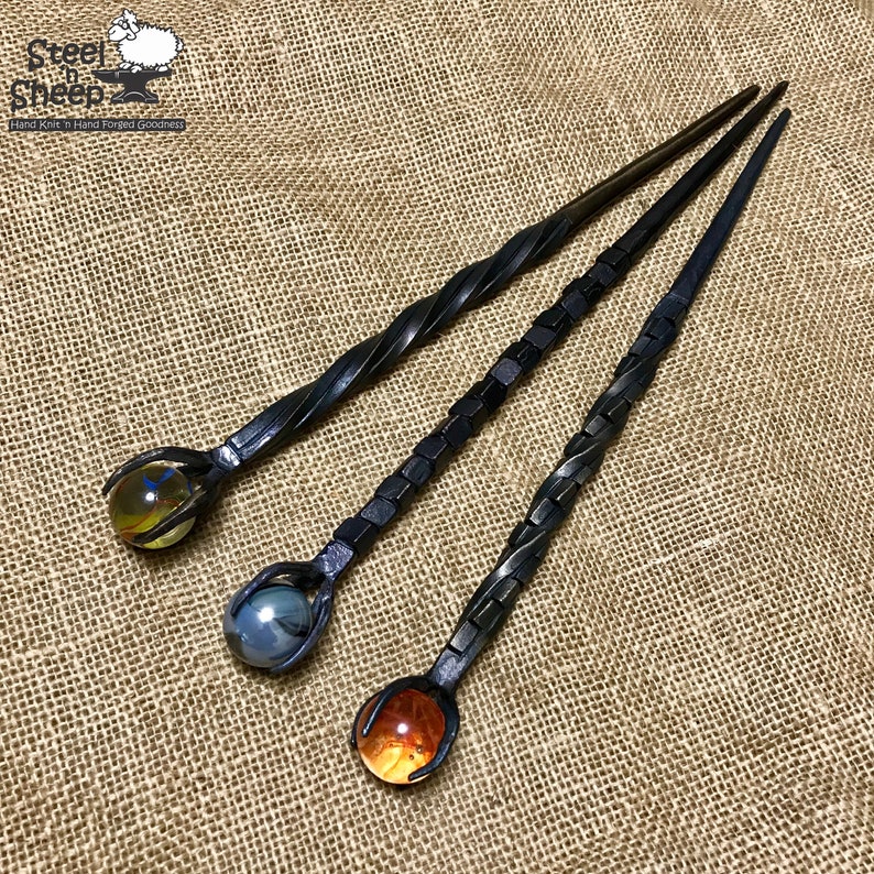 Hand Forged Magic Metal Deluxe Wand with Large Marble | Etsy