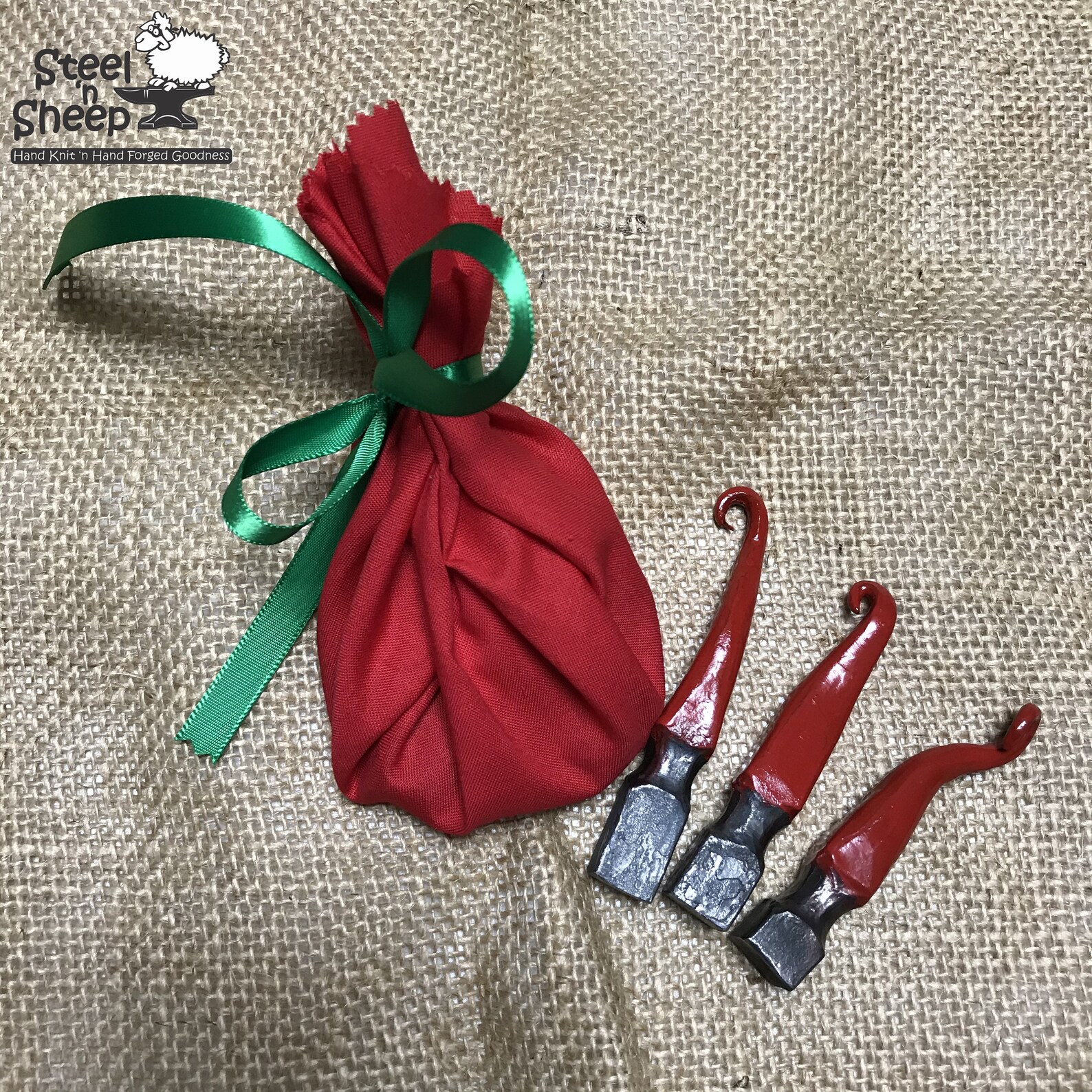 Hand Forged Tomte, Nisse, Gnome or Elves - Set of 3 With a Fabric Bag ...