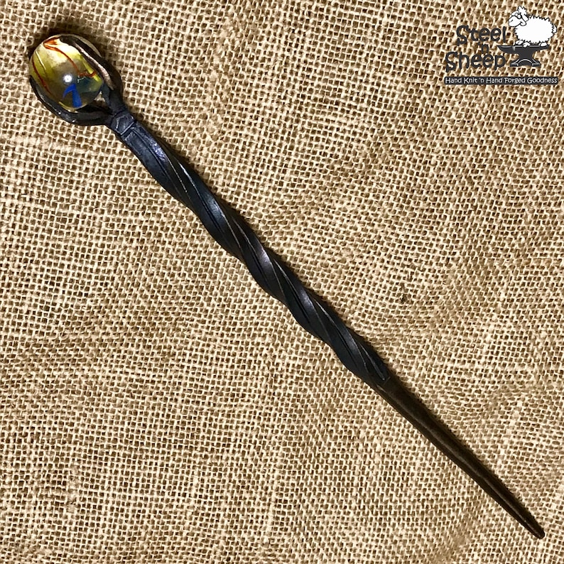 Hand Forged Magic Metal Deluxe Wand with Large Marble | Etsy