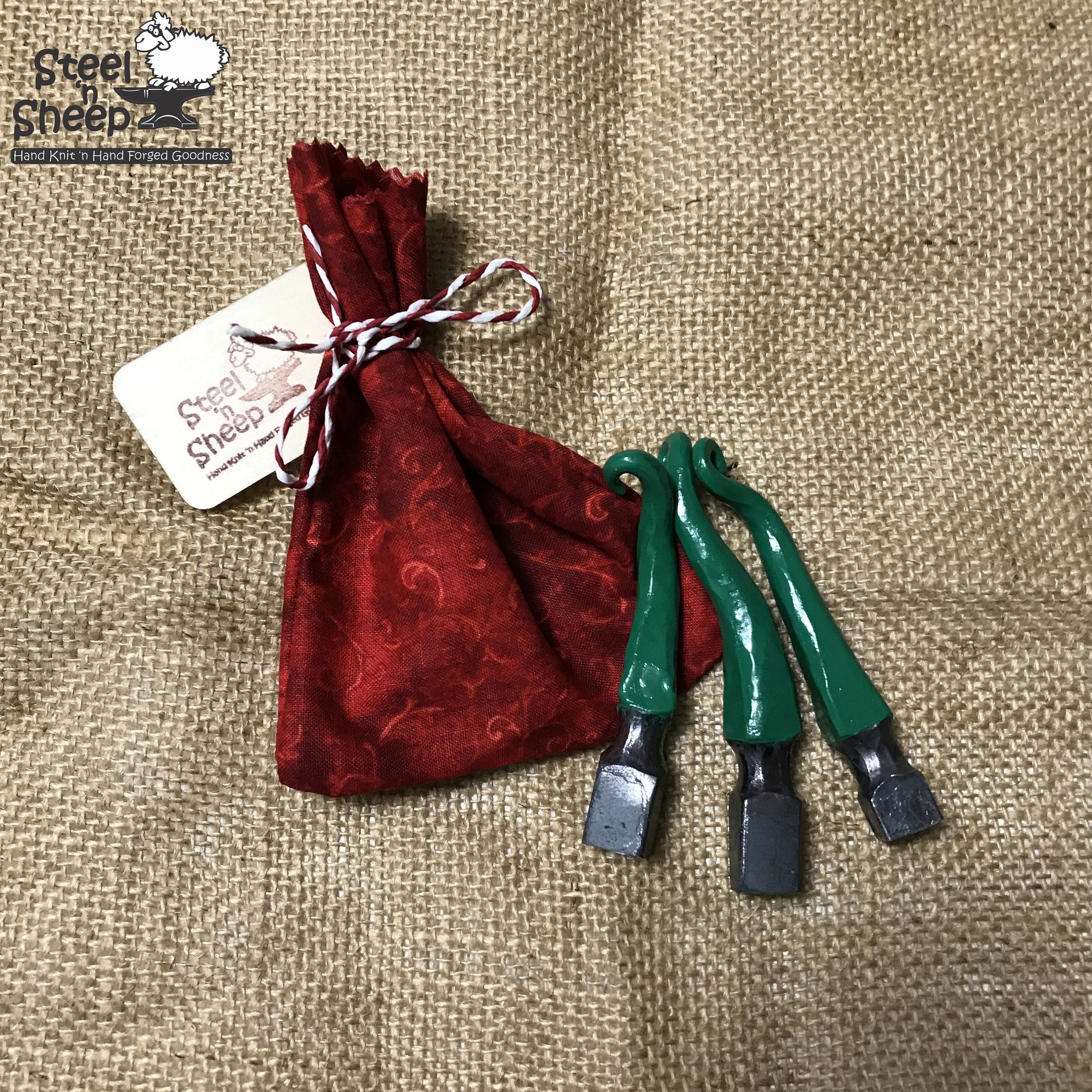 Hand Forged Tomte, Nisse, Gnome or Elves - Set of 3 With a Fabric Bag ...