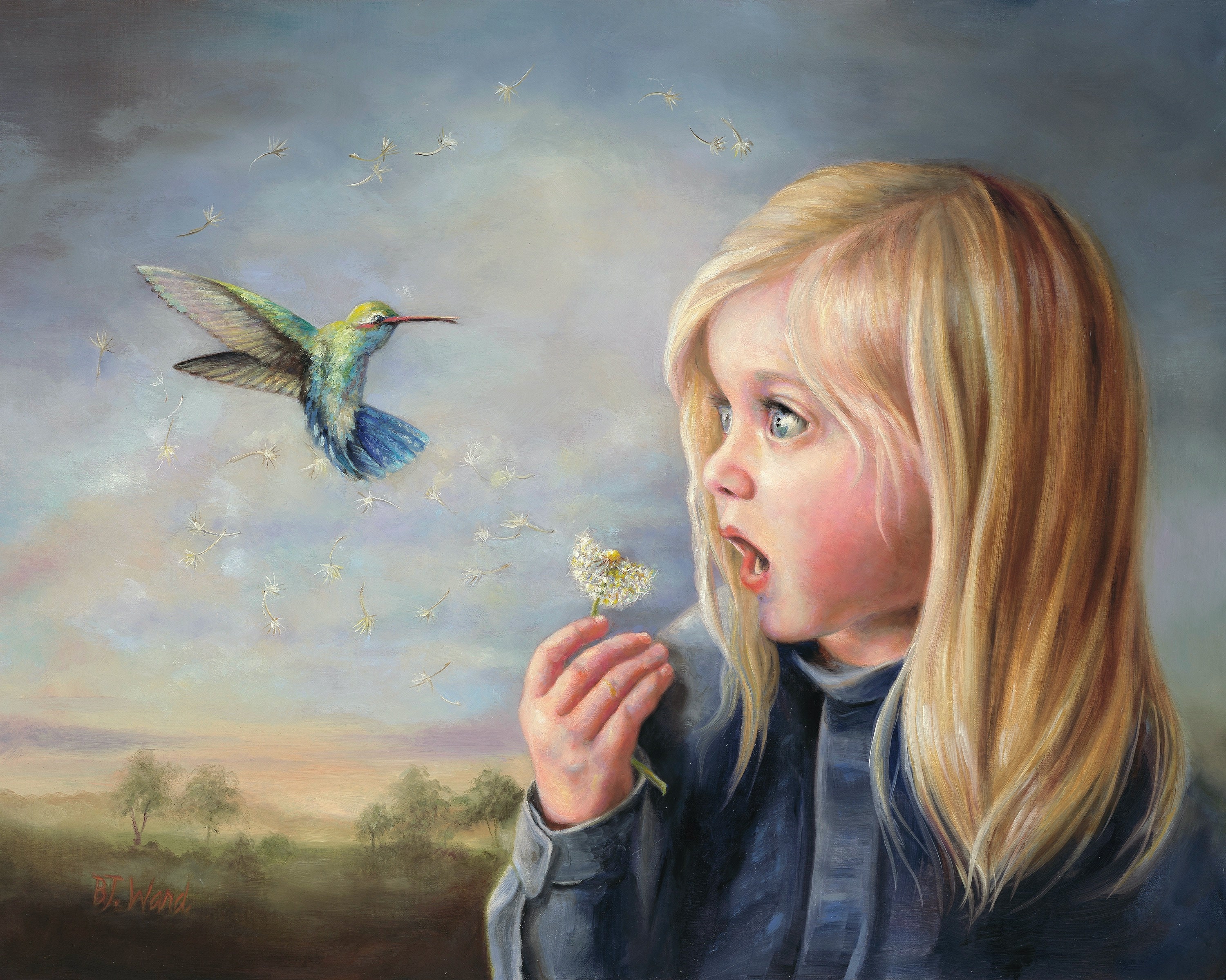 Hummingbird & Girl Art Print - Etsy