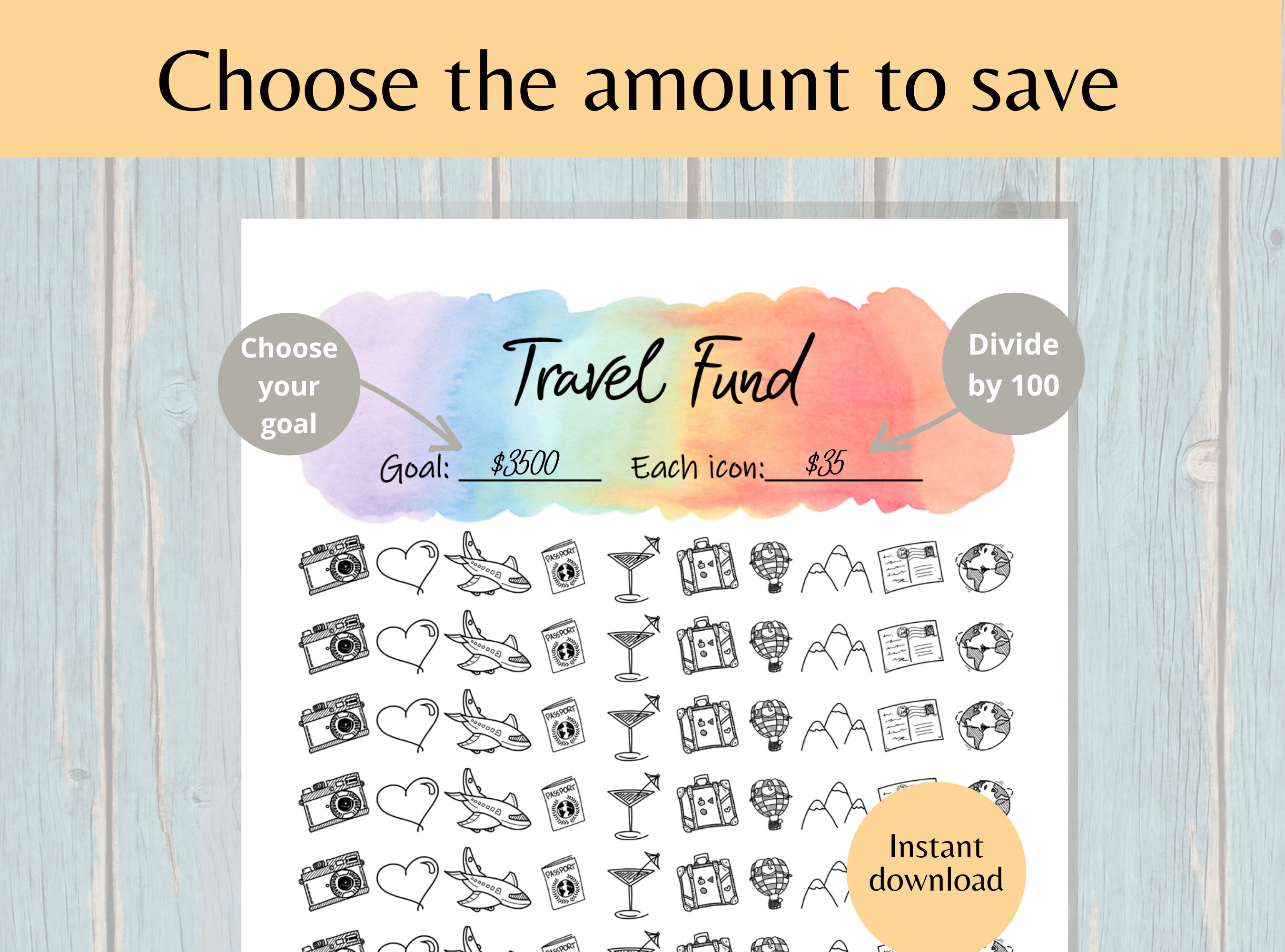 Travel Fund Tracker, Printable Vacation Savings Tracking Sheet ...