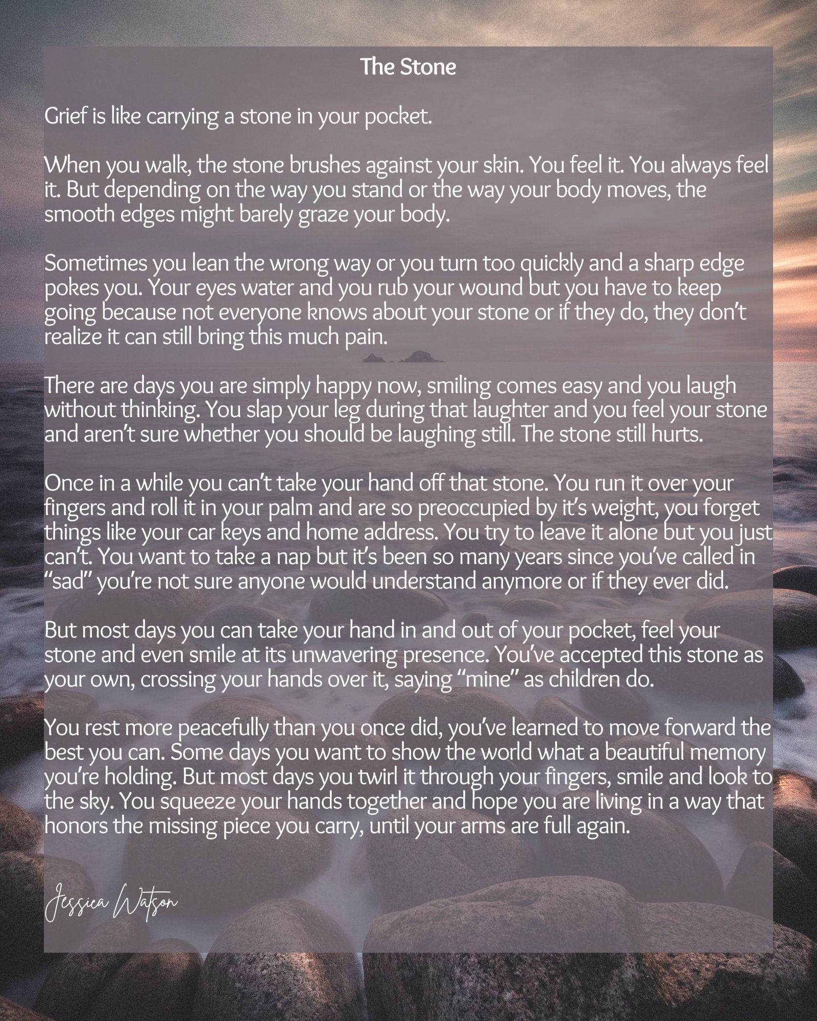 The Stone Poem, Loss Poem, Keepsake, Loss Print, Loss of a Loved One ...